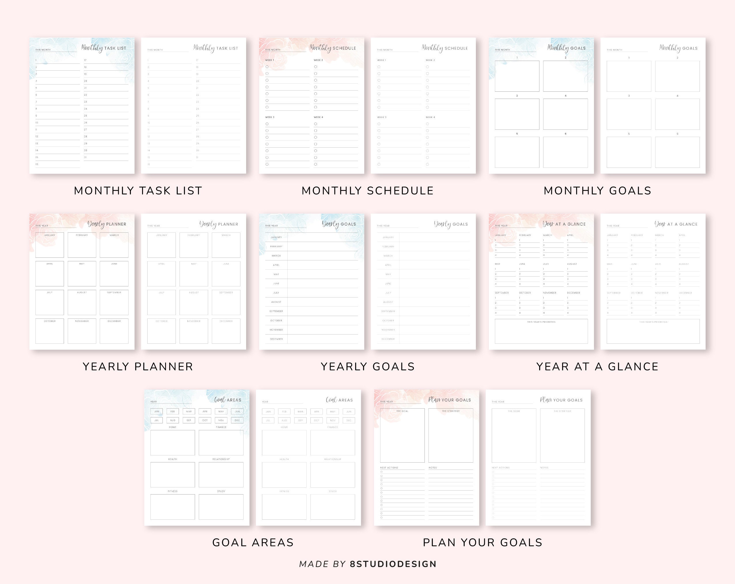 Goal Planner - Planner Printable, Goal Digger, Goal Tracker, Goal Board ...