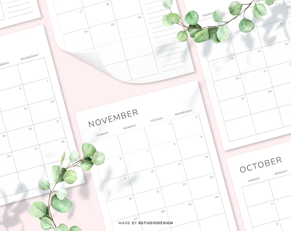 2022 Monthly Planner Printable, Dated Month on 2 Pages, Monthly ...