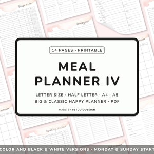 Meal Planner Printable Bundle - Weekly Meal Planner, Grocery List ...