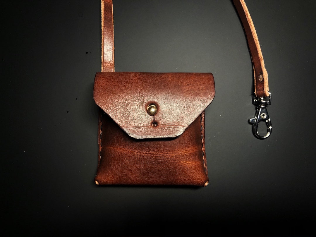 Coin Pouch in Full Grain Leather With Lanyard Attachment - Etsy