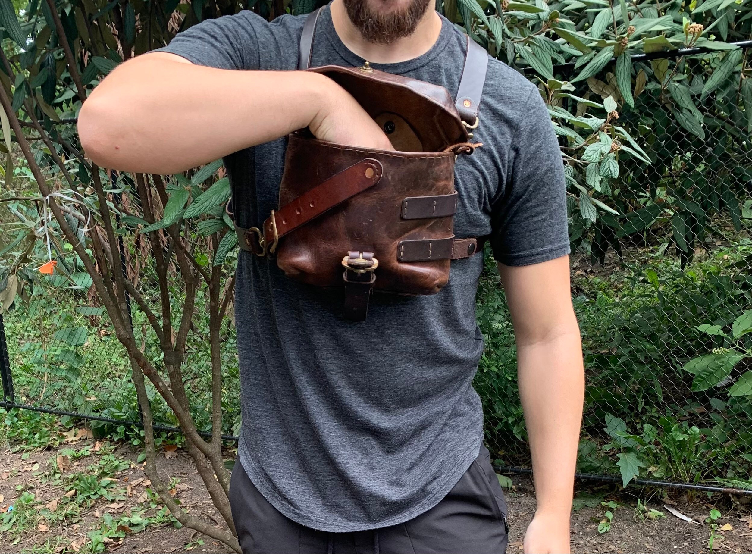 Men's Small Masculine Leather Satchel Bag With MOLLE for - Etsy