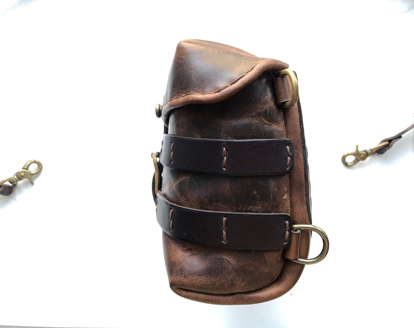 Men's Small Masculine Leather Satchel Bag With MOLLE for Attachments - Etsy