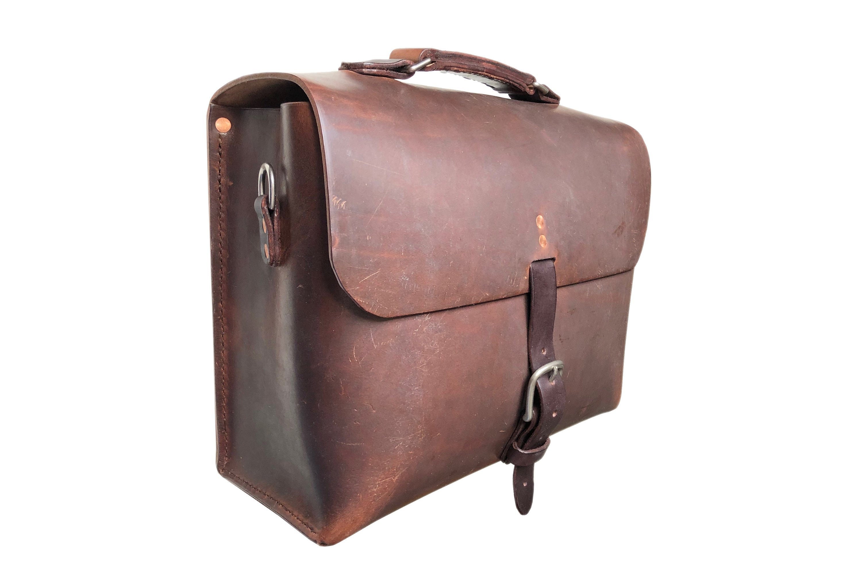 Horween Full Grain Leather Briefcase Satchel in Thick Leather - Etsy