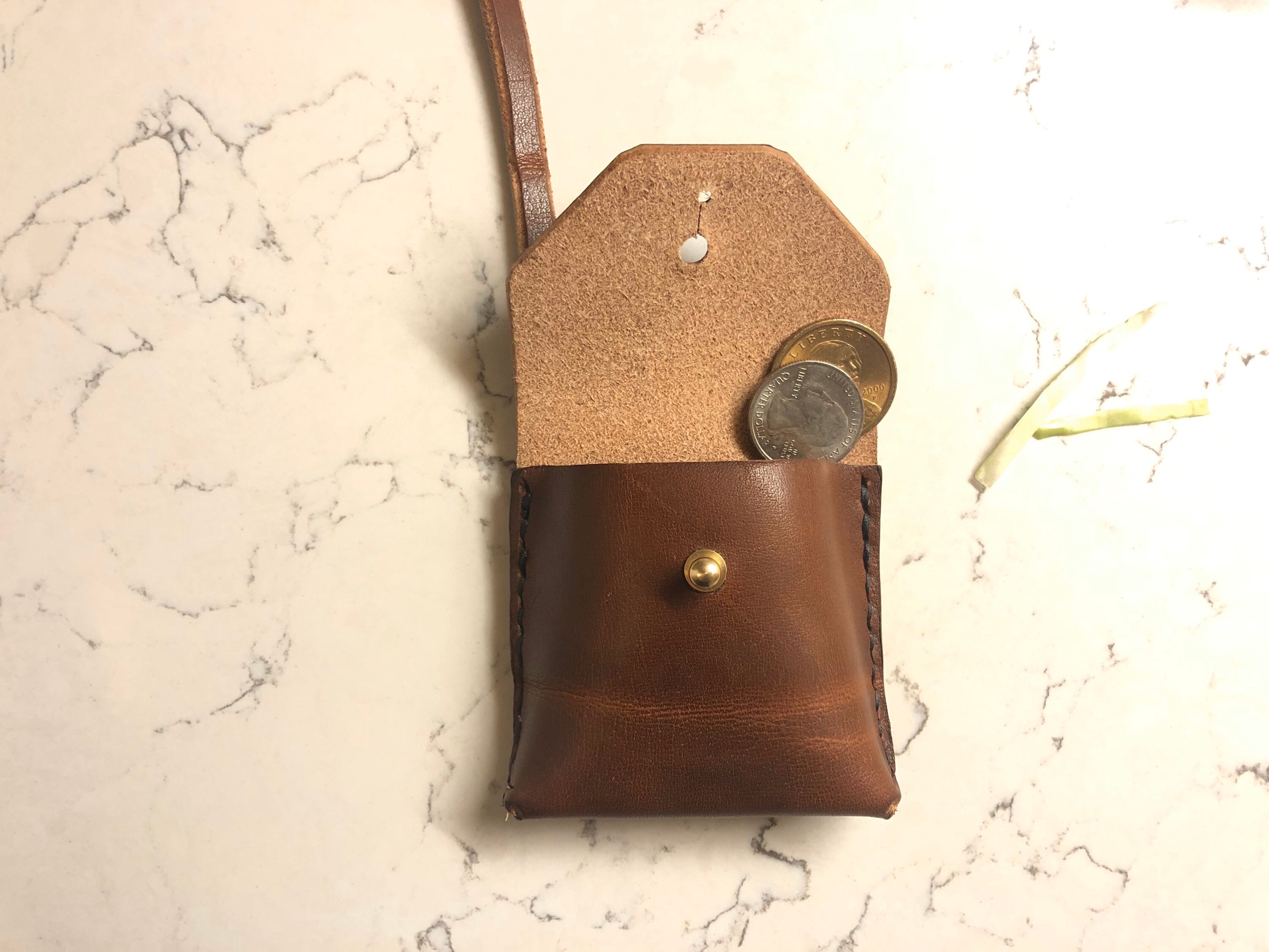 Coin Pouch in Full Grain Leather With Lanyard Attachment - Etsy