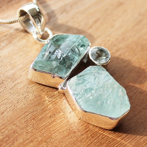 925 Solid Sterling Silver Raw Rough Cut Semi Precious Natural | Etsy