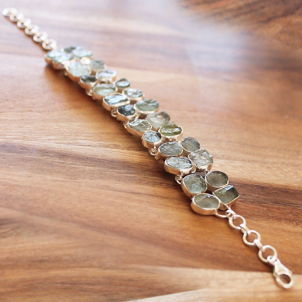 925 Solid Sterling Silver Raw Rough Cut Semi Precious Natural - Etsy