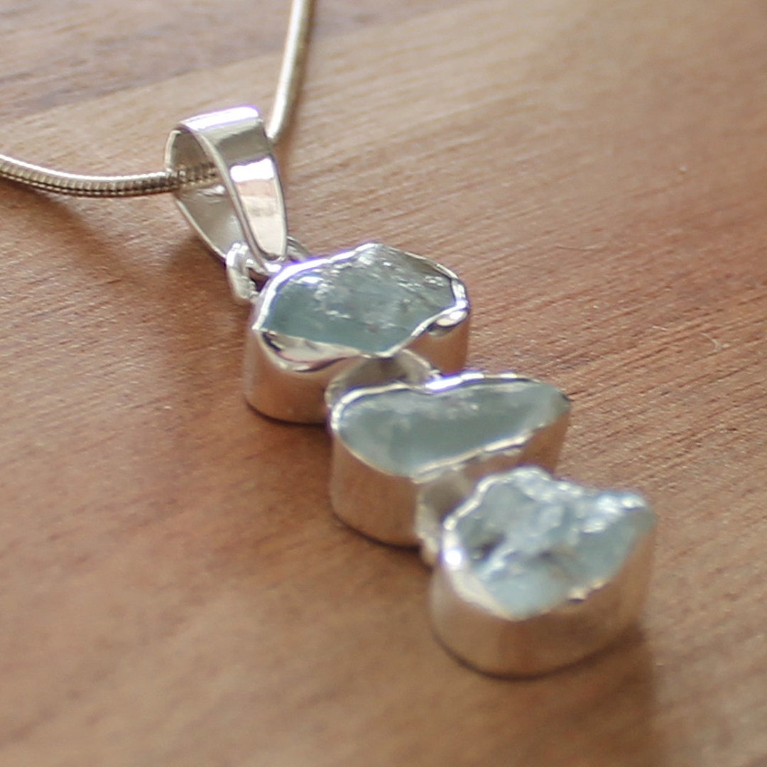 925 Solid Sterling Silver Raw Rough Cut Semi Precious Natural Blue ...