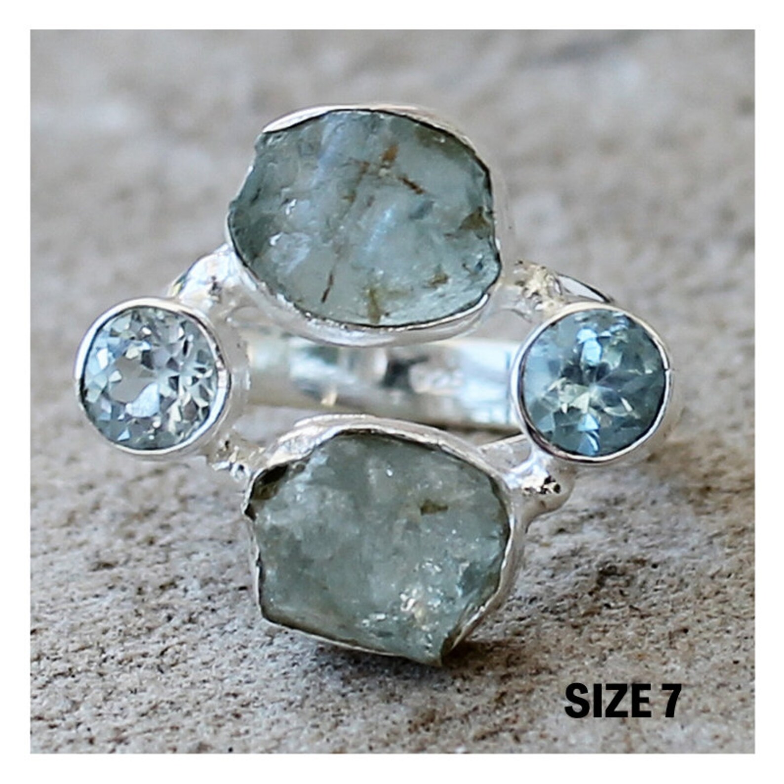 925 Solid Sterling Silver Raw Rough Cut Semi Precious Natural | Etsy