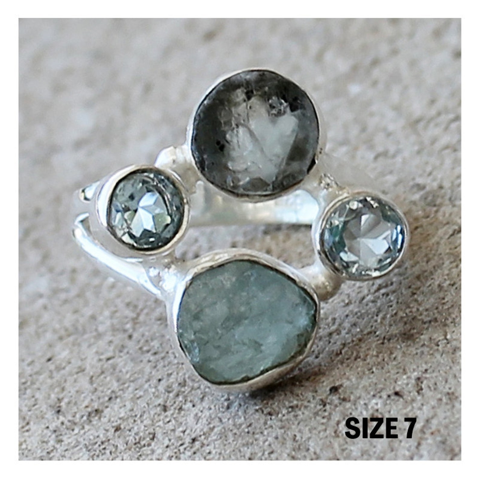 925 Solid Sterling Silver Raw Rough Cut Semi Precious Natural | Etsy