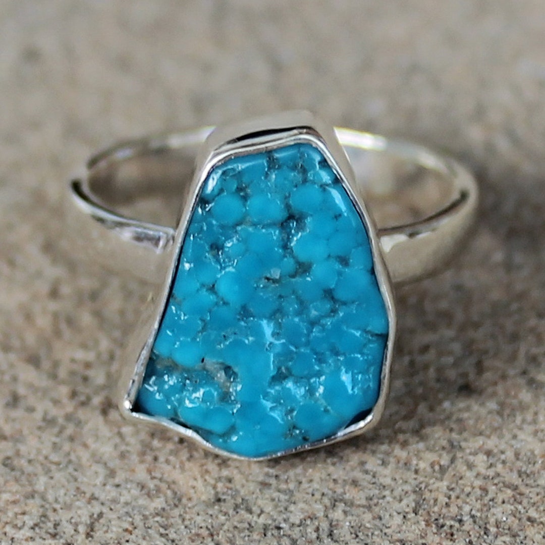 Anello in pietra turchese Arizona blu naturale 925 Argento - Etsy Italia