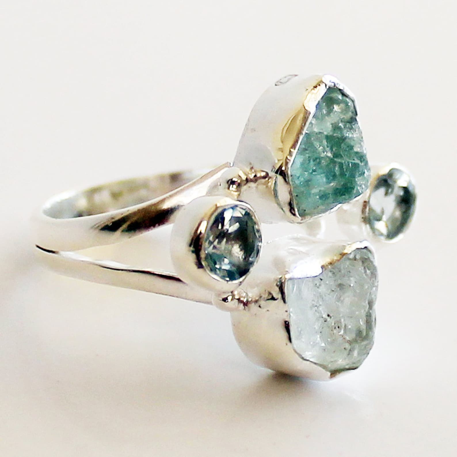 925 Solid Sterling Silver Raw Rough Cut Semi Precious Natural | Etsy