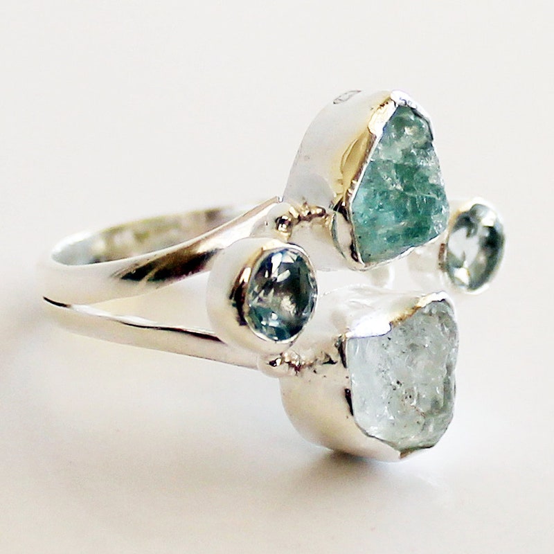 Raw Cut Stone, Sterling Silver Ring - Etsy