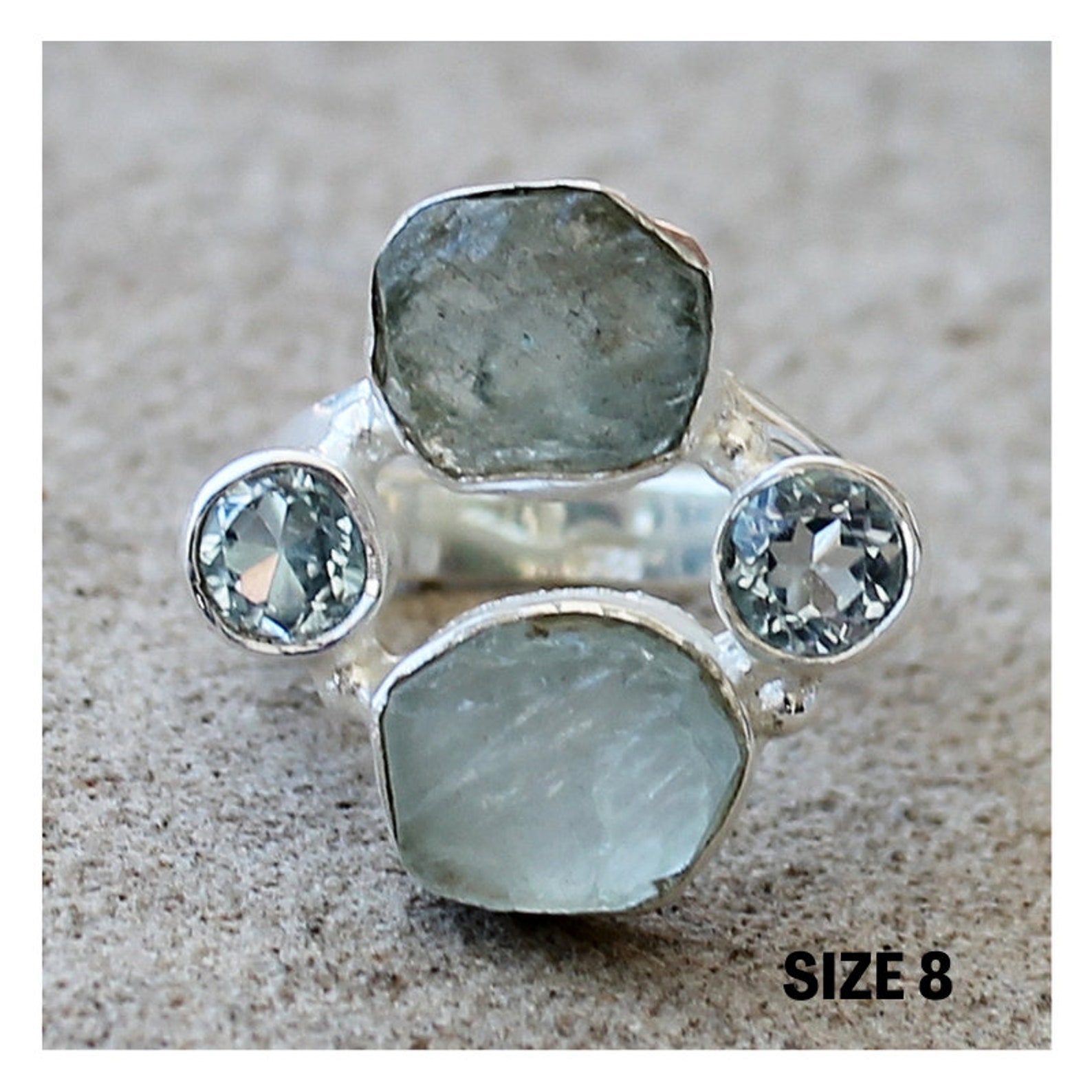 925 Solid Sterling Silver Raw Rough Cut Semi Precious Natural | Etsy