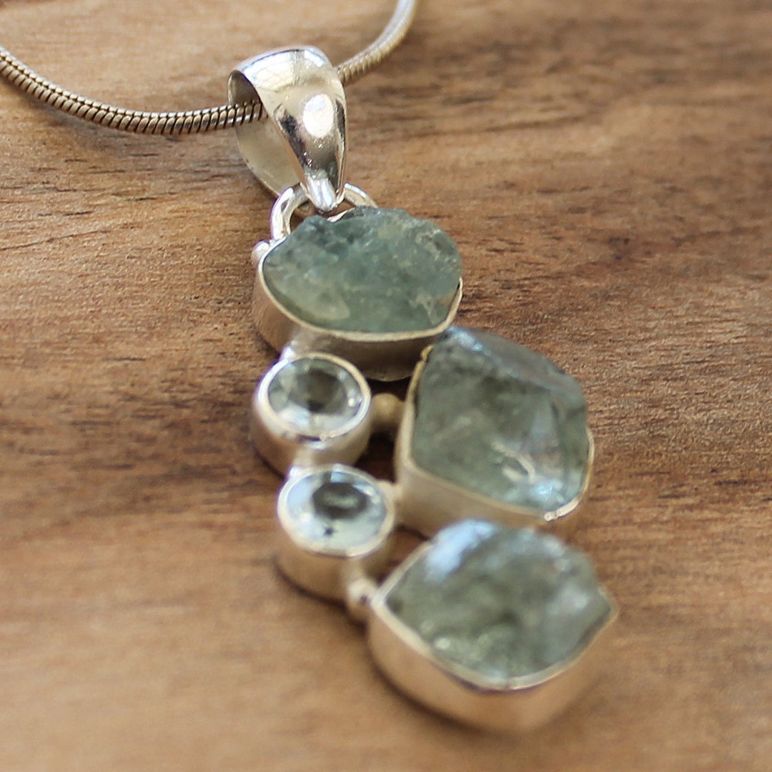 Gorgeous 925 Solid Sterling Silver Raw Rough Cut and Faceted Semi ...