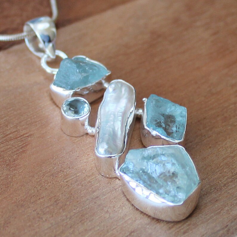 925 Solid Sterling Silver Raw Rough Cut Semi Precious Natural | Etsy