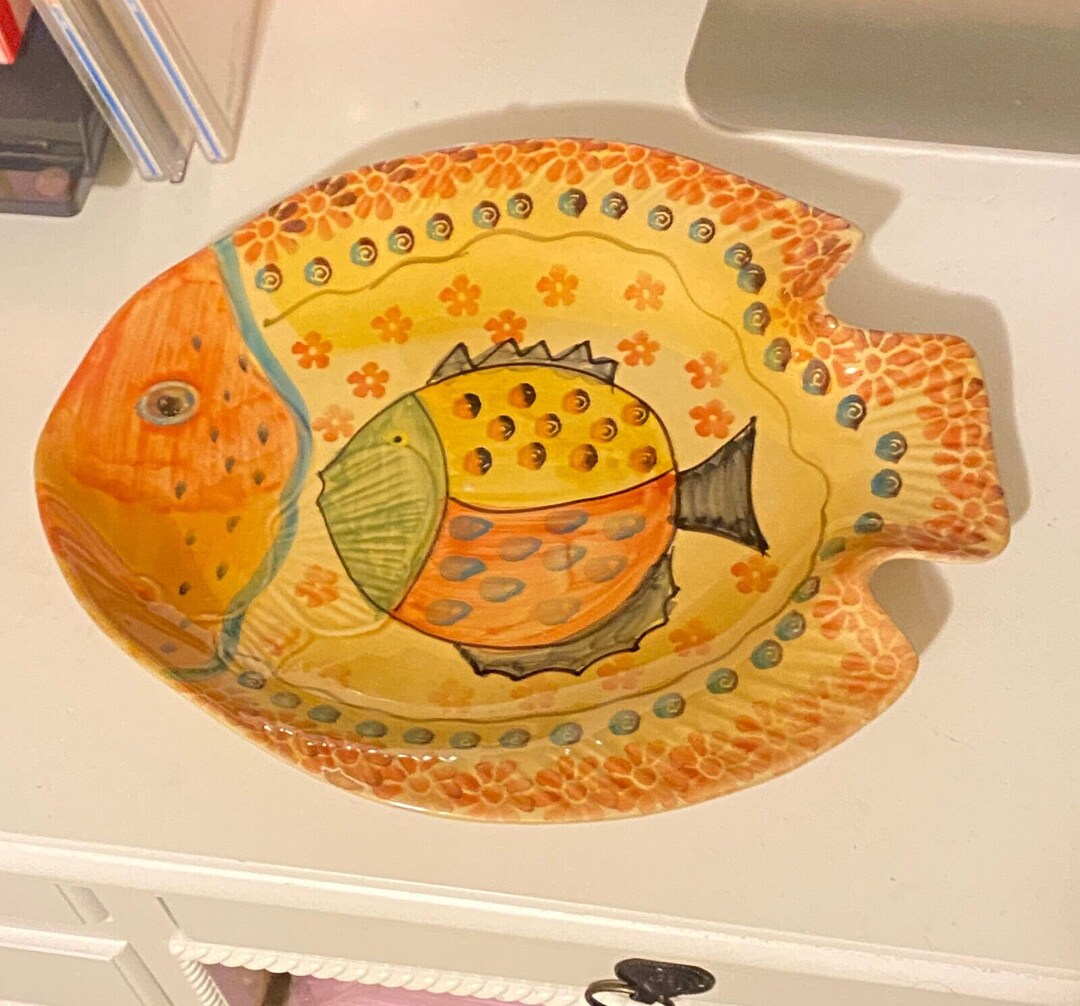 Italica ARS Hand Painted Colorful Fish Decorative Platter Plate Italy ...