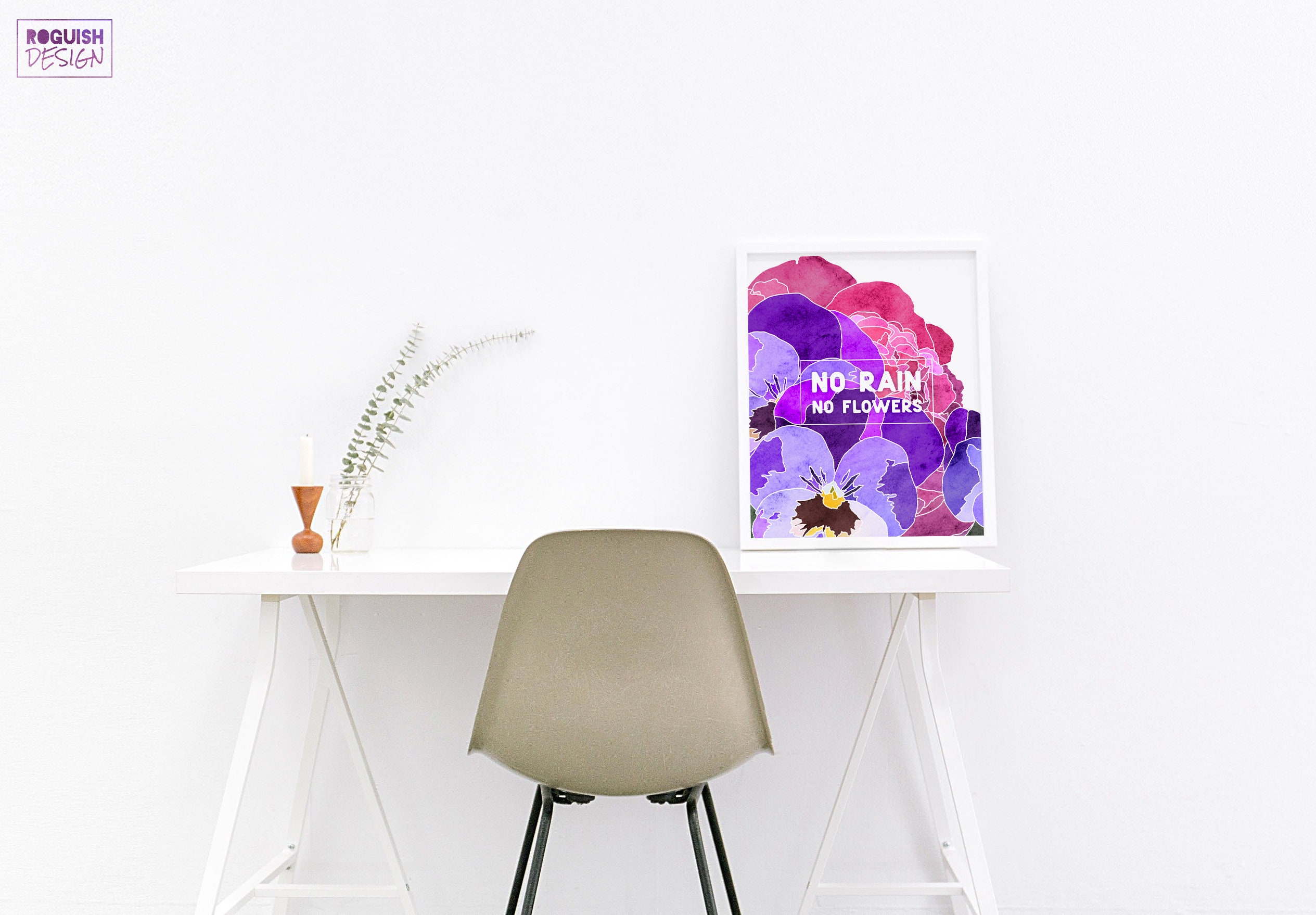 Pansies Floral Inspirational Quote Print Watercolor Flowers ...
