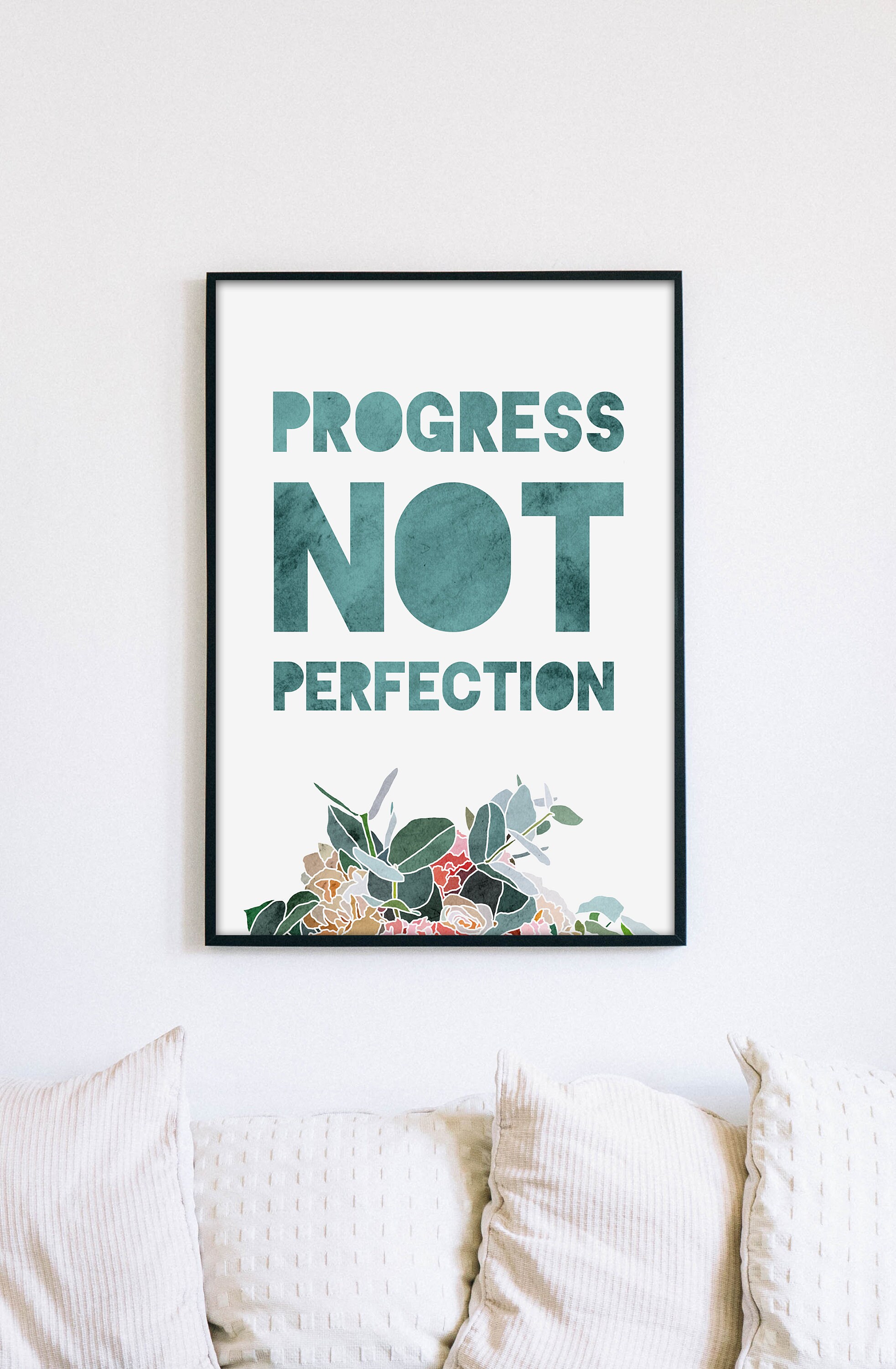 Floral Inspirational Quote Print Watercolor Flowers Motivational Wall ...