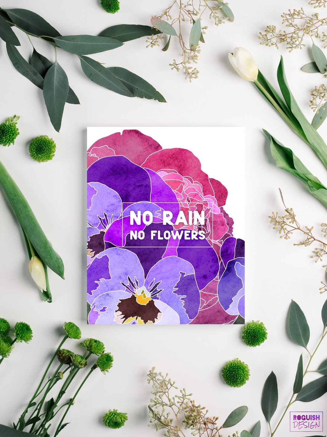 Pansies Floral Inspirational Quote Print Watercolor Flowers ...