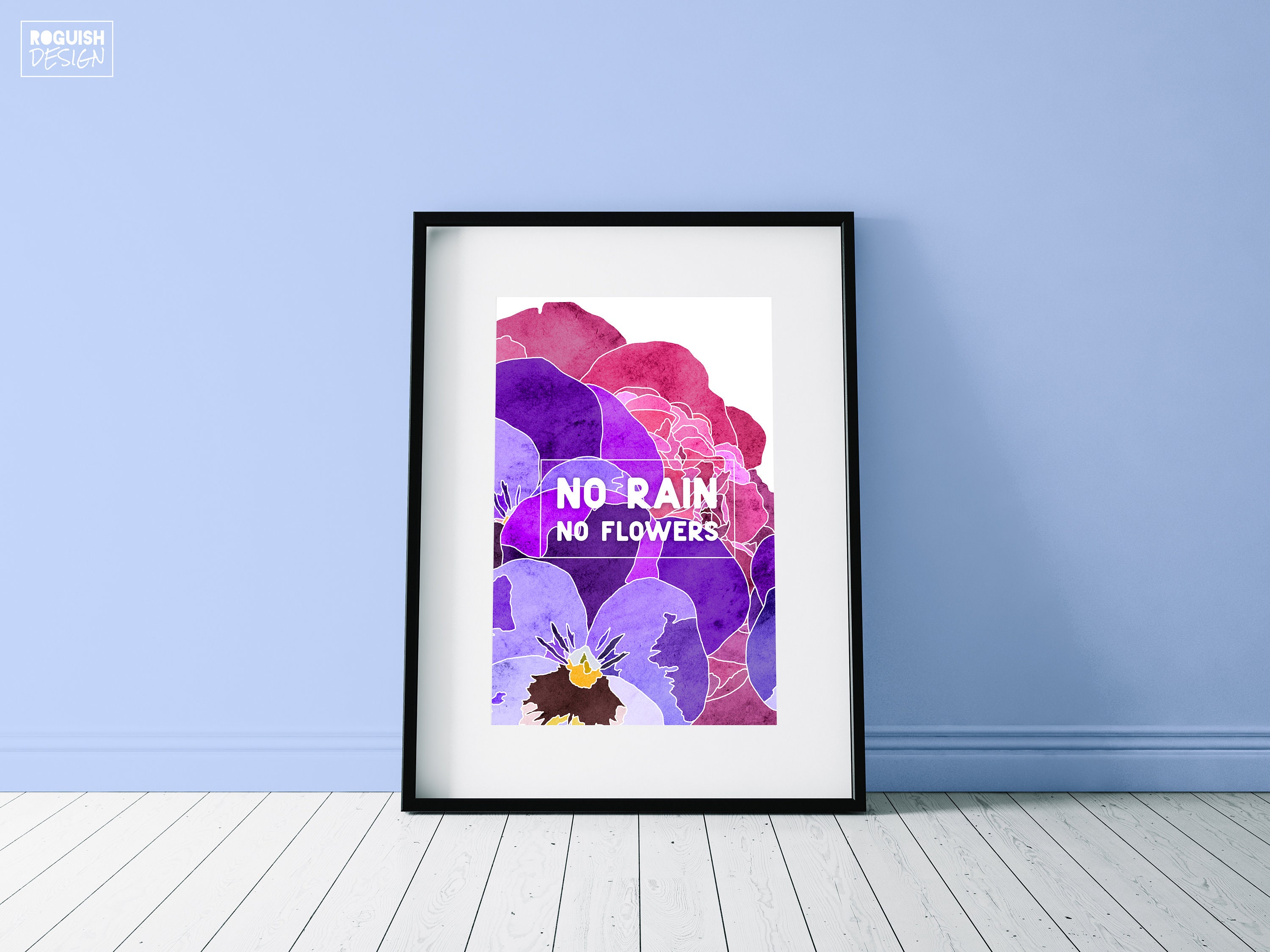 Pansies Floral Inspirational Quote Print Watercolor Flowers ...