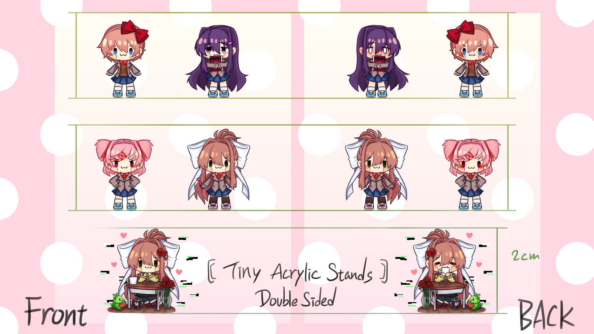 Mini Tiny DDLC Acrylic Stands, Doki Doki Literature Club - Etsy