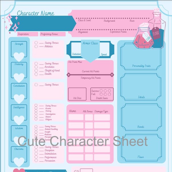 Dnd Character Sheet - Etsy