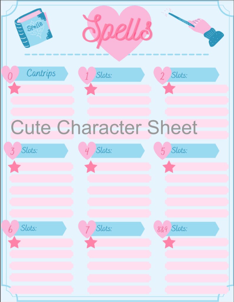 Cute Cotton Candy Dungeons & Dragons Character Sheet Downloadable ...
