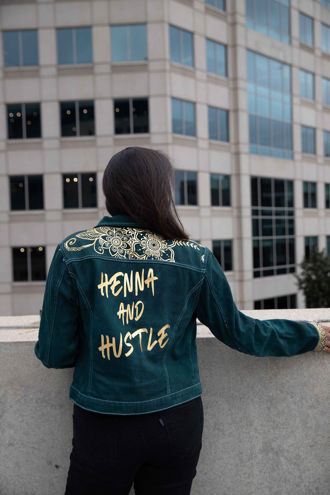Henna & Hustle Denim Jacket, Custom Denim Jacket, Desi Streetwear ...