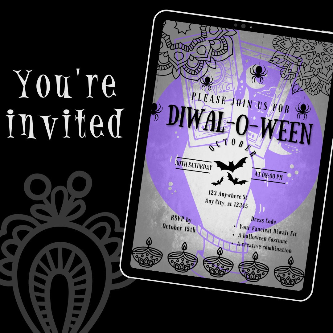 Diwal-o-ween Invitiation, Digital Download, Indian Themed Party, Diwali ...