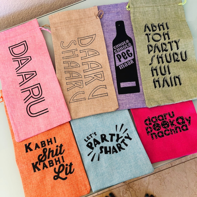 Wine Bags Desi Alcohol Bottle Bags Burlap South Asian Daaru - Etsy