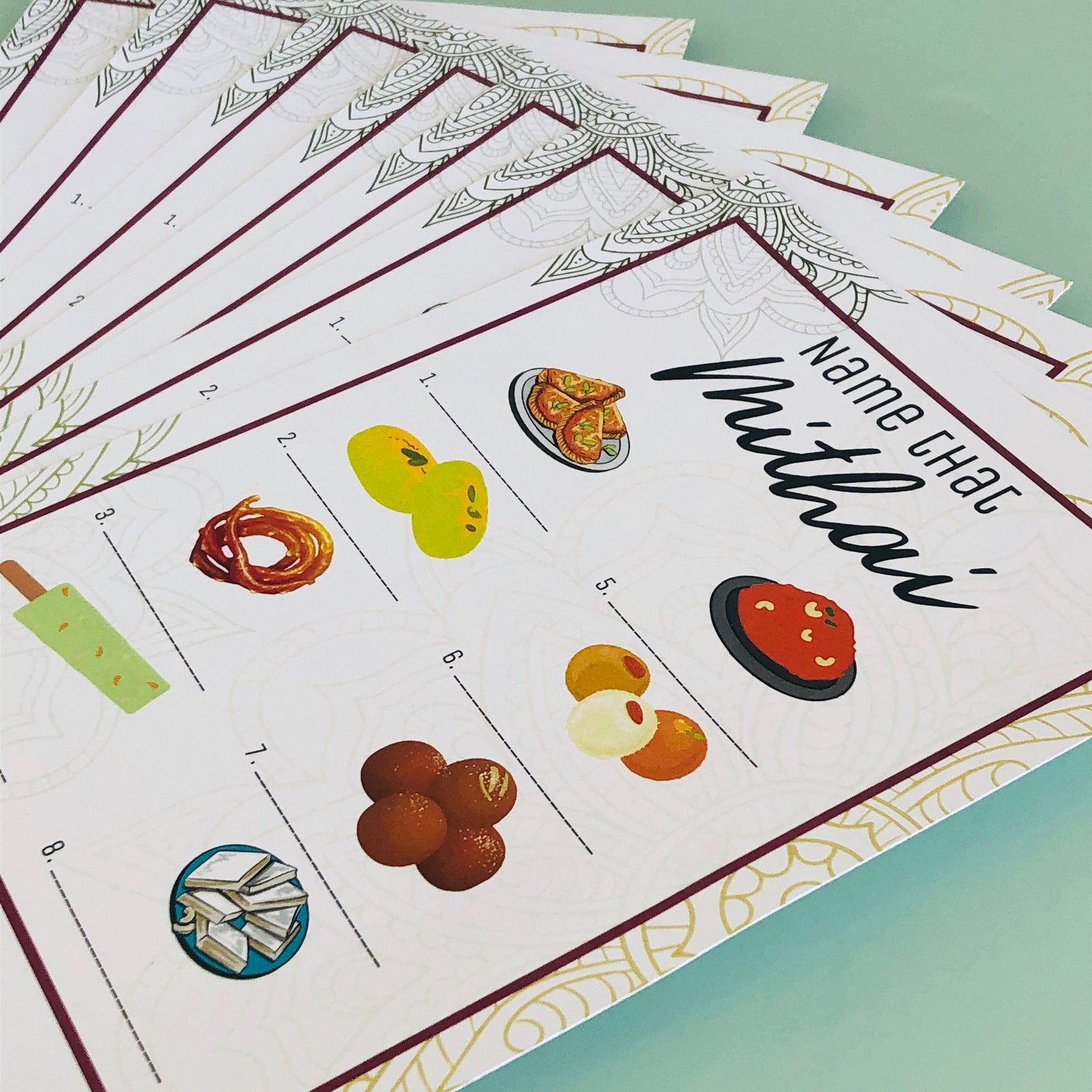 Name That Mithai South Asian Bridal Shower Game Indian Party - Etsy