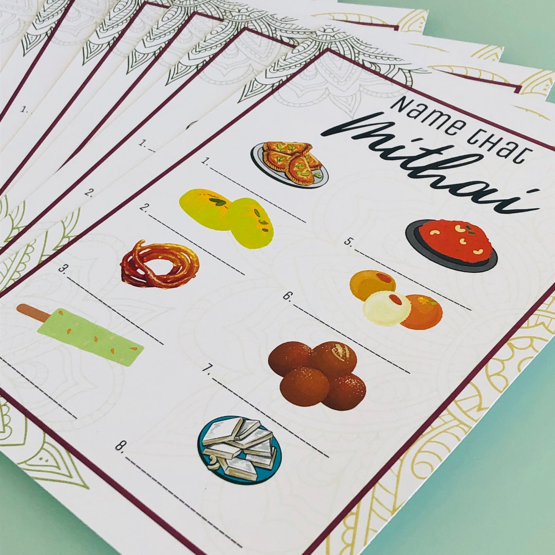 Name That Mithai South Asian Bridal Shower Game Indian Party - Etsy