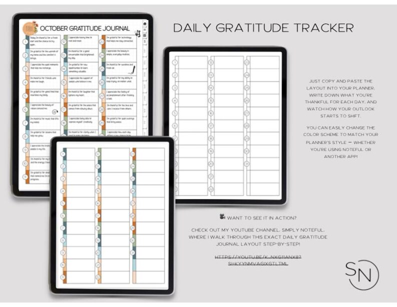 Daily Gratitude Journal Template for Digital Planners (noteful + PDF ...