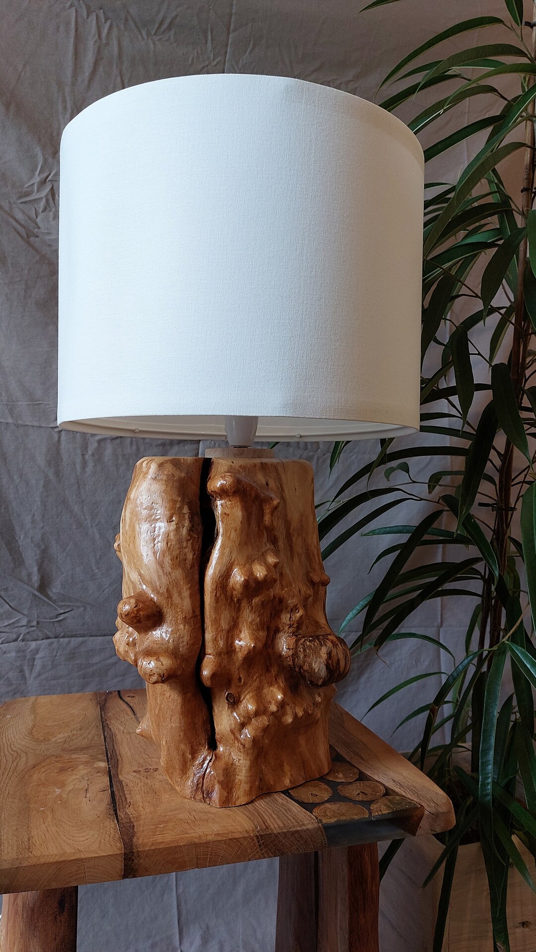 Yew Tree Stump Table Lamp Handmade - Etsy