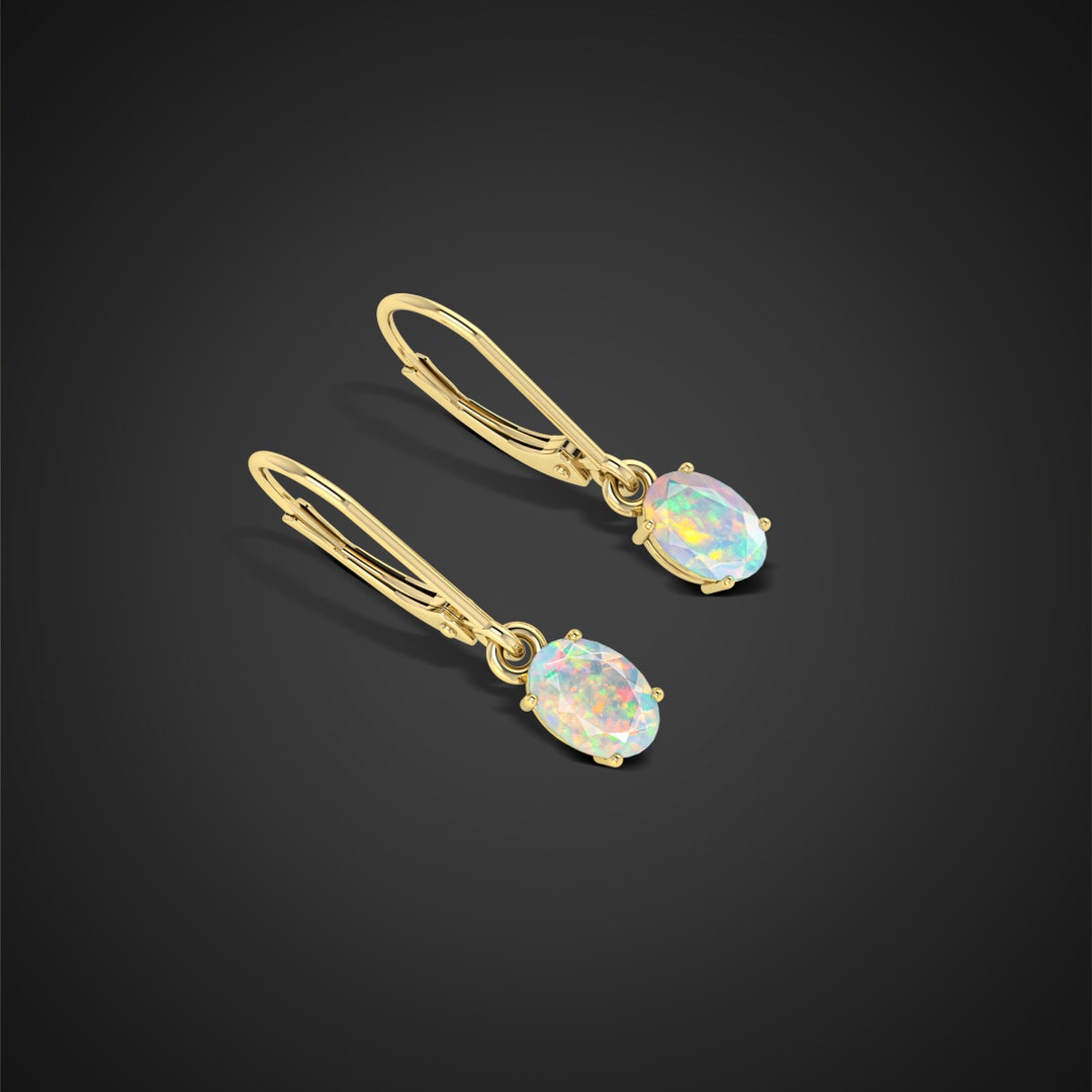 White Opal Earrings, Dangle Drop Earrings, Fire Opal Jewelry ...