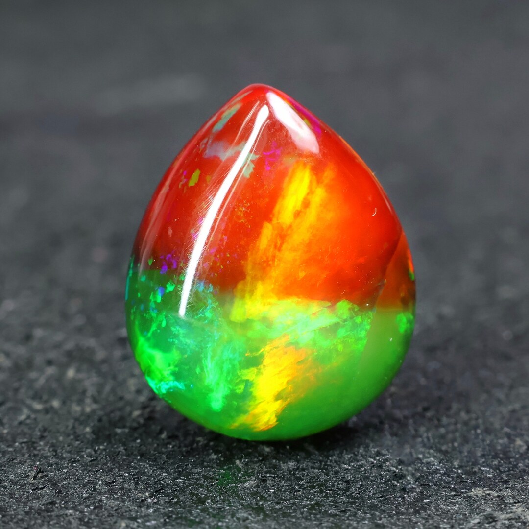 7.65 Crt, Green and Red Opal, Unique Fire Cabochon Polished Loose Bio ...