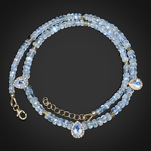 Genuine Moonstone Beaded Necklace, Moonstone Necklace, Beaded Jewelry ...
