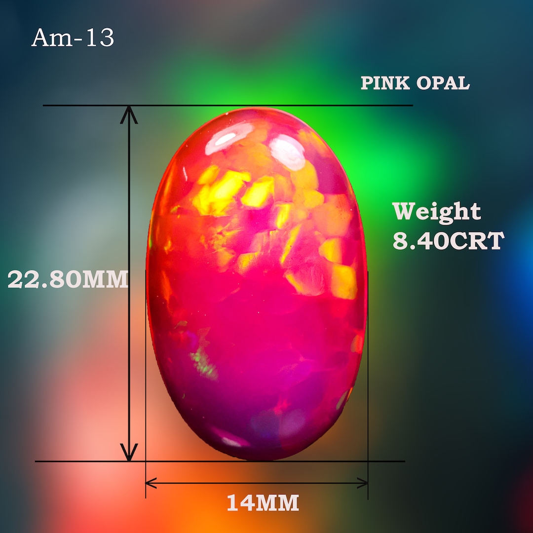 8.40 Crt, Red and Pink Bio Opal Gemstone, Unique Multi Fire Loose Opal ...