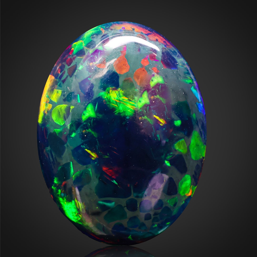 15.85 Crt Ethiopian Fire Black Opal, Multi Fire Opal Loose Gemstone ...