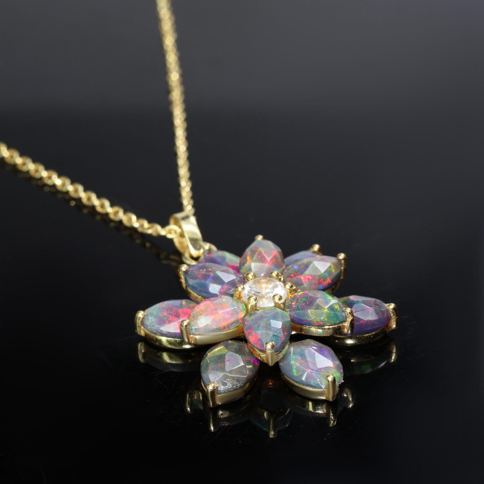 Natural Fire Black Opal Big Size Pendant Necklace, Black Opal Gemstone ...
