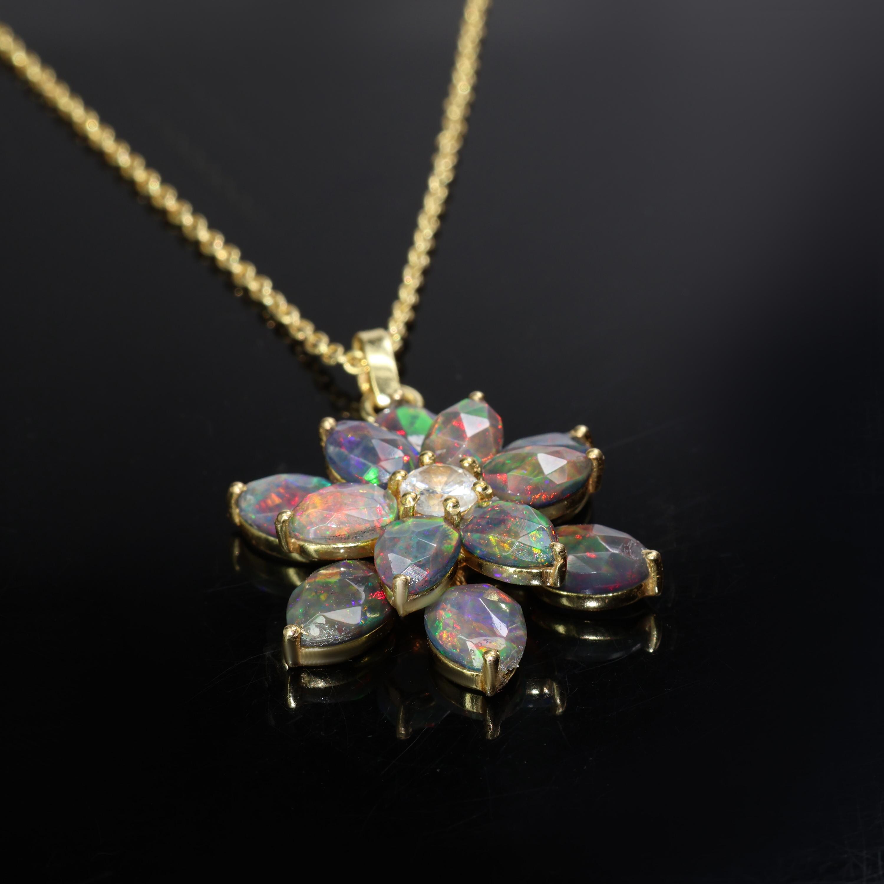 Natural Fire Black Opal Big Size Pendant Necklace, Black Opal Gemstone ...