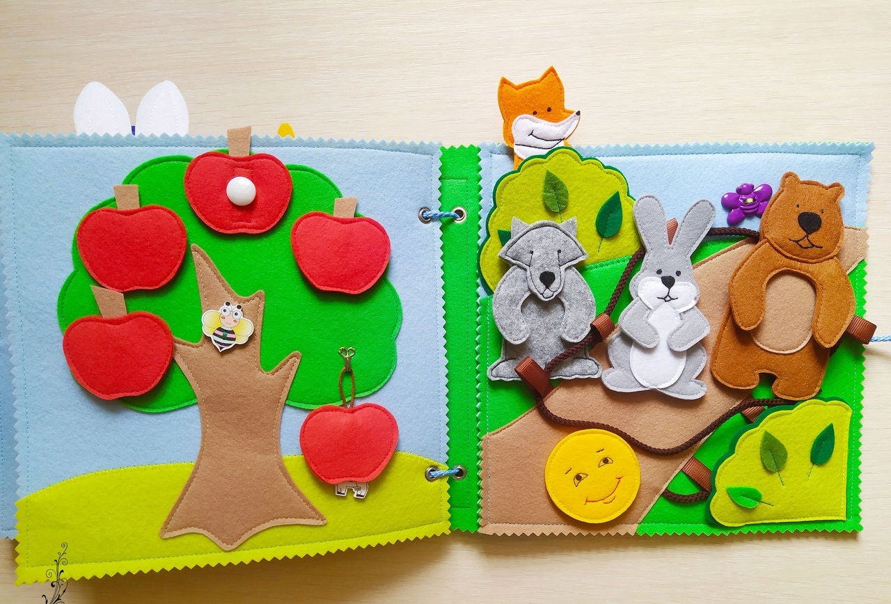 Quiet Sensory Tactile book for Baby Educational Animal Book | Etsy