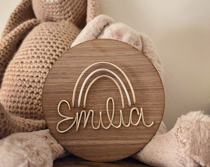 Circle Door Plaques • Wireword Art • Round Signs • Gifts for New Baby ...