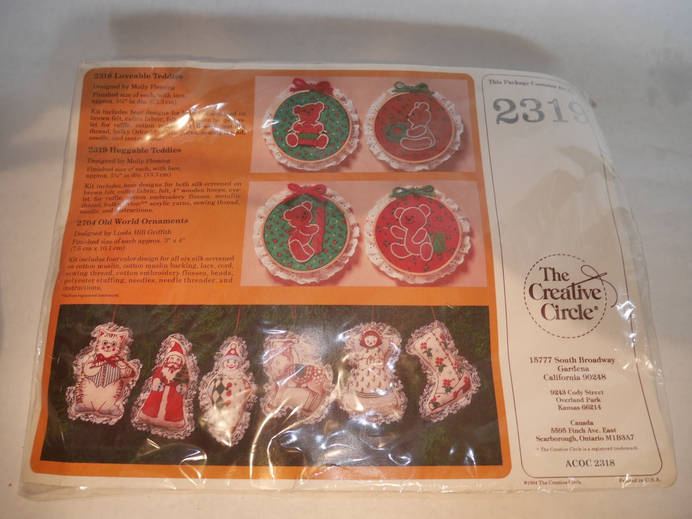 Vintage Embroidery Kit the Creative Circle Huggable Teddies 2319 ...