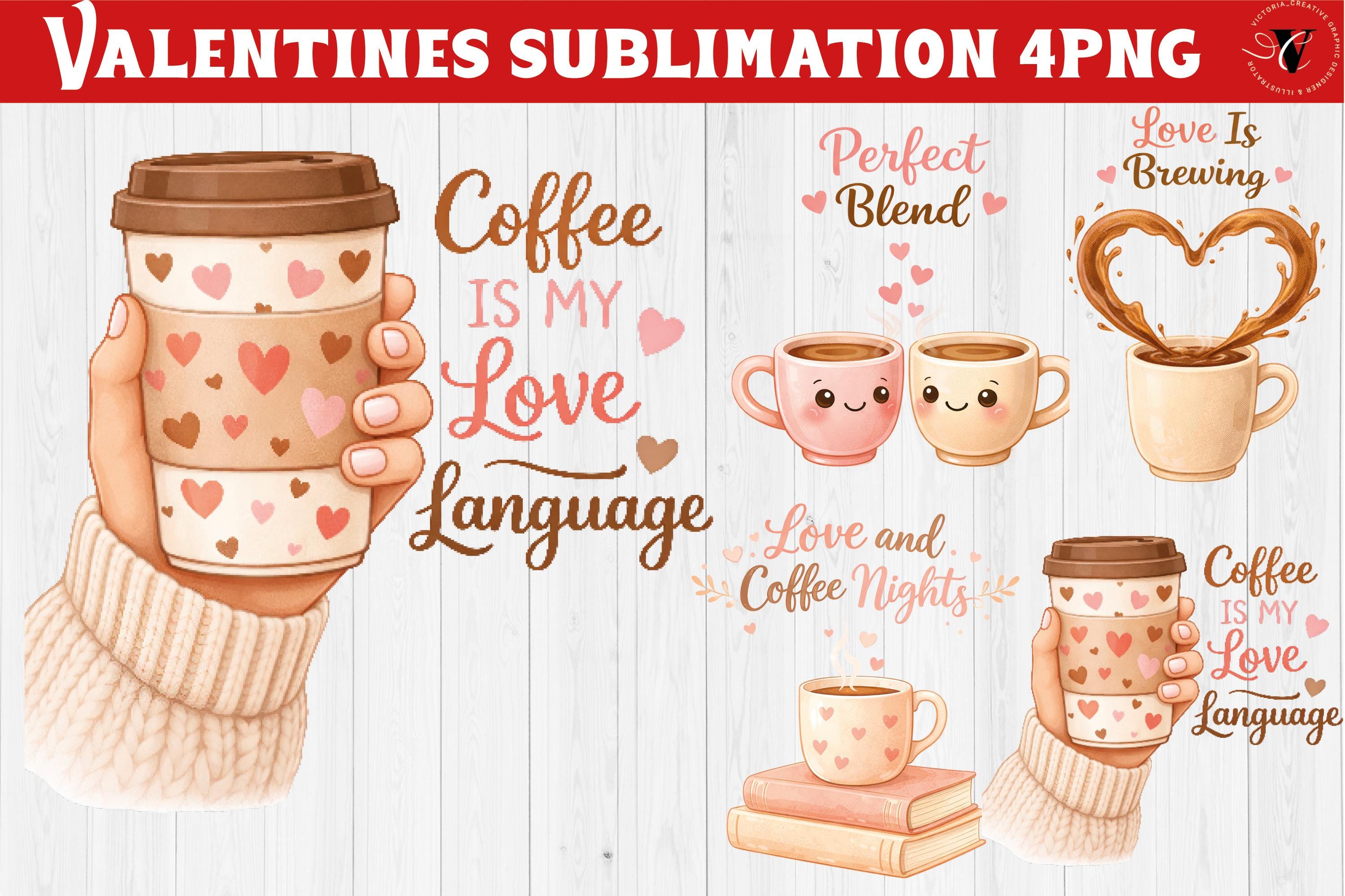 Valentine Coffee Clipart Bundle | 42 Cute Kawaii Coffee Pngs | Cozy ...