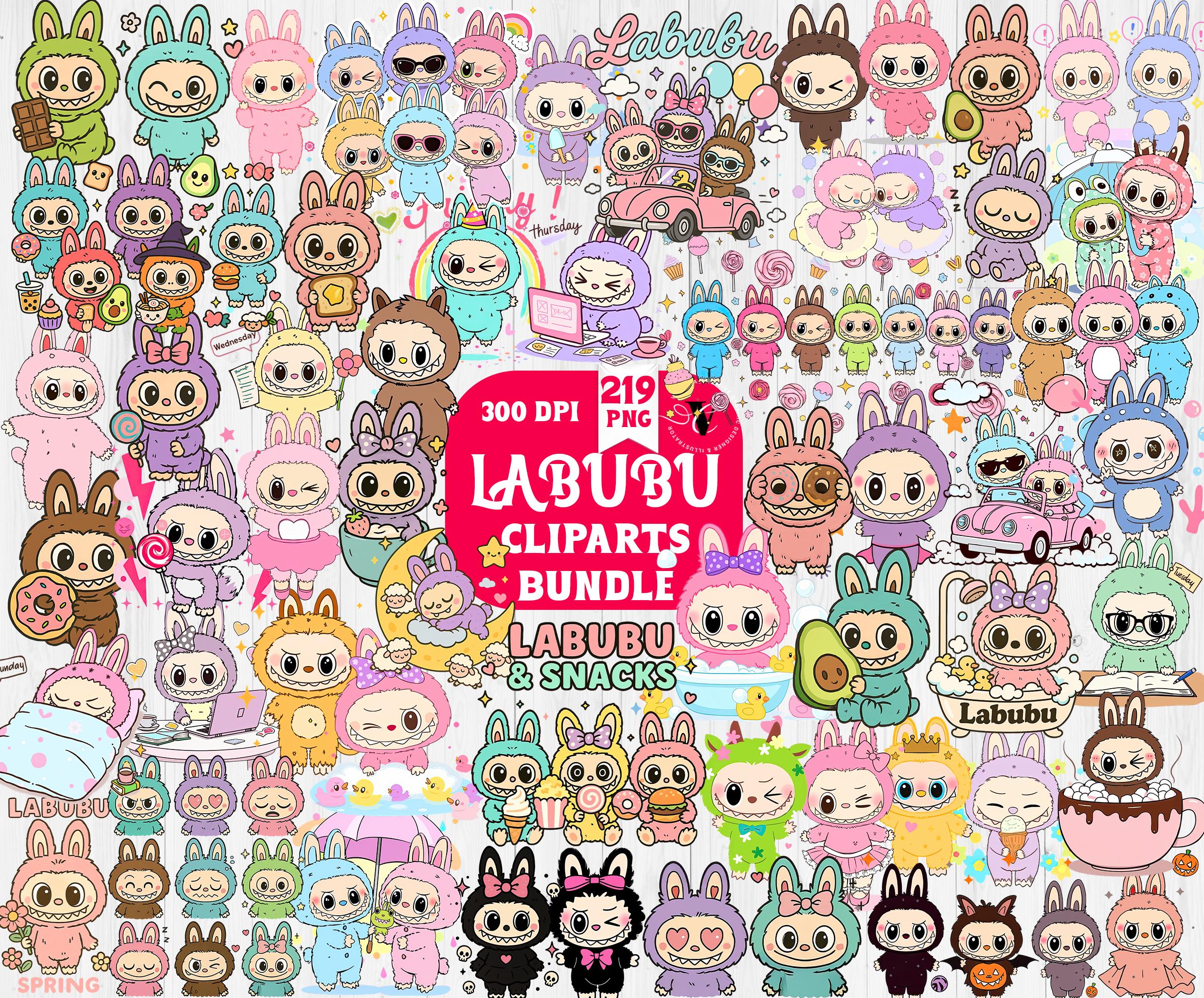 Labubu PNG Clipart Bundle | Kawaii Cute Digital Stickers | Chibi ...
