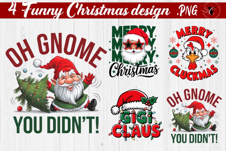 Funny Christmas Clipart Bundle PNG | 118 Hilarious Holiday Sublimation ...