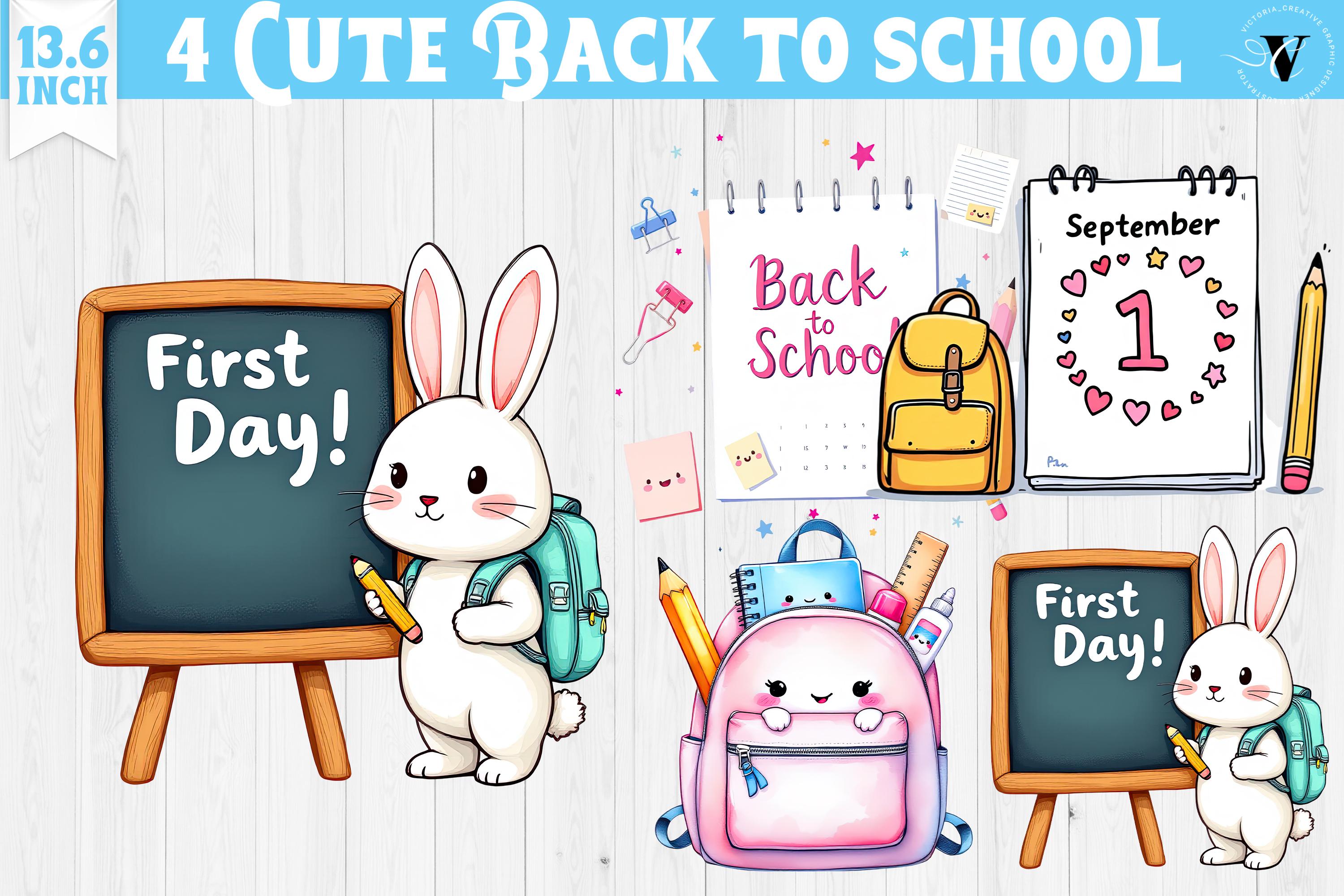Cute Back to School Clipart Bundle | 34 PNG Kawaii School Supplies ...
