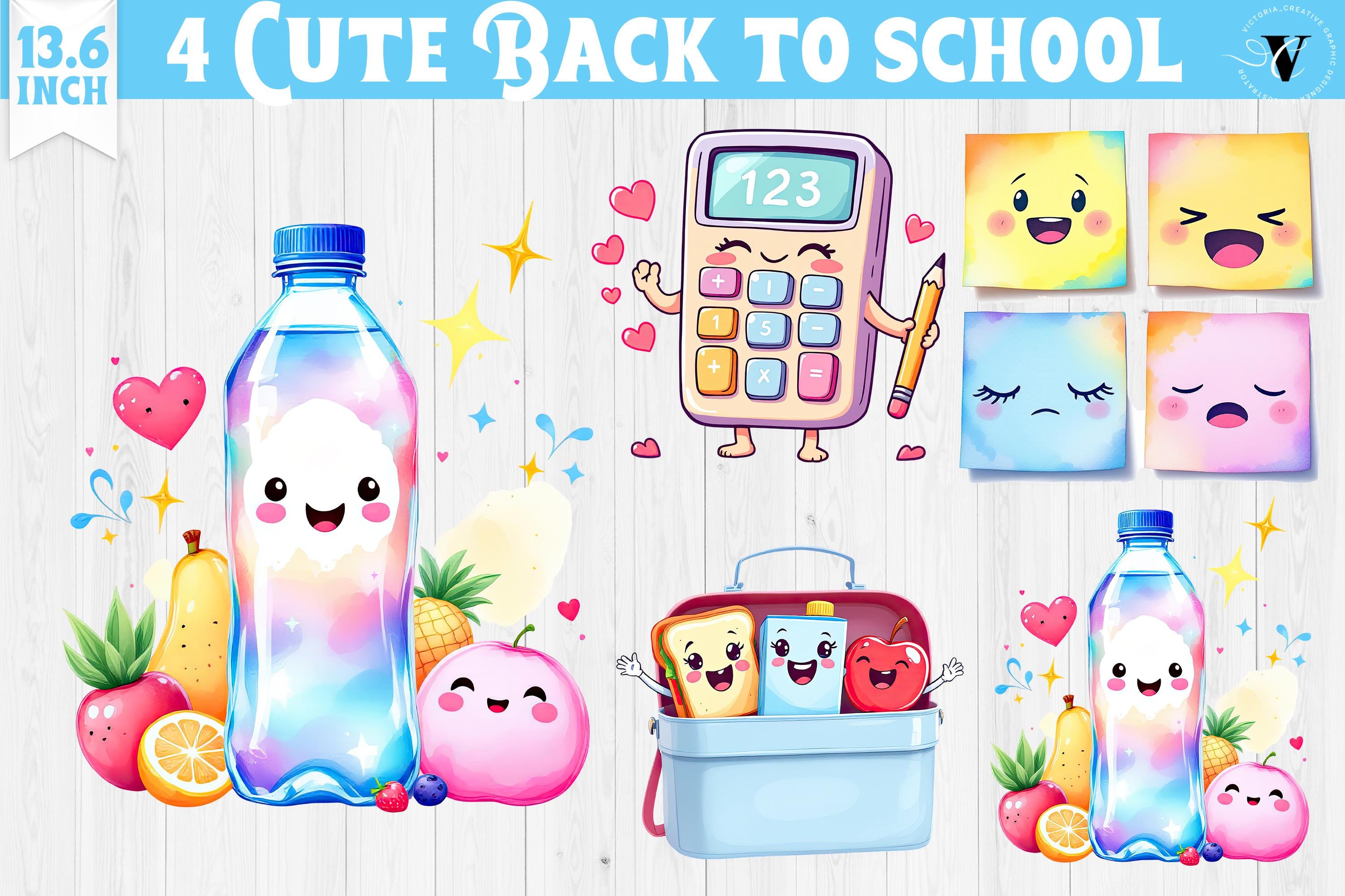 Cute Back to School Clipart Bundle | 34 PNG Kawaii School Supplies ...