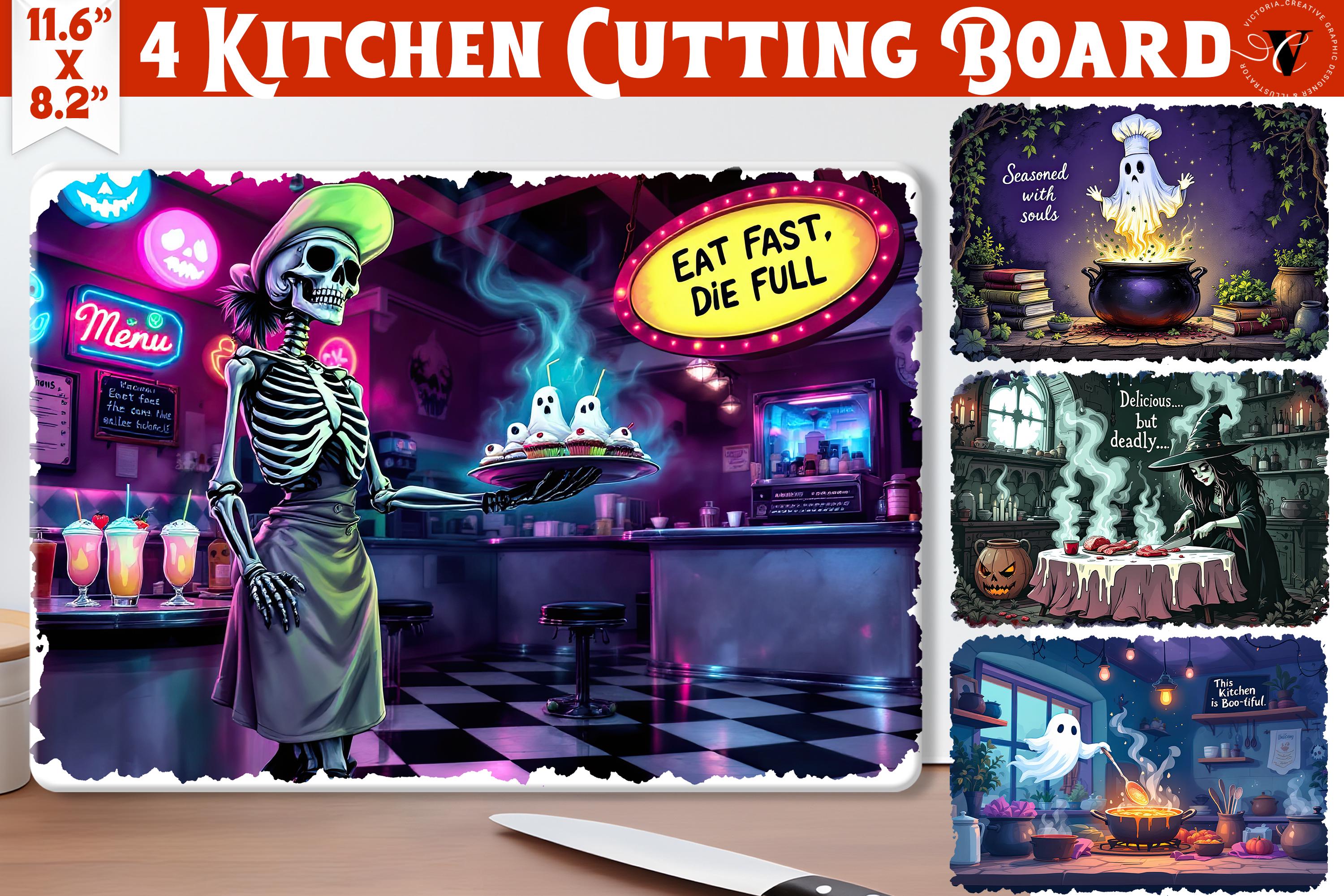 Halloween Skeleton Kitchen Cutting Board Bundle, 25 PNG Zombie Chef ...